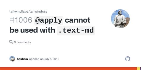 ` apply` cannot be used with ` text md` · issue 1006 · tailwindlabs