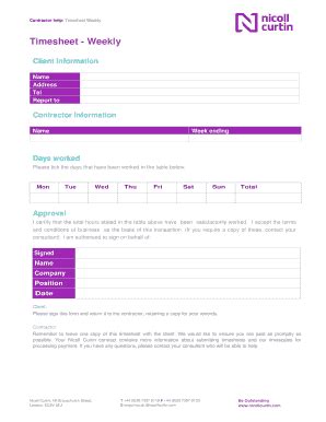 Fillable Online Contractor Help Timesheet Weekly Fax Email Print