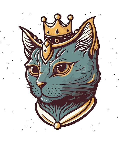 Vecteur De T Te De Chat Roi Dessin Anim Mignon Vecteur Premium