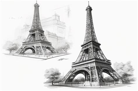Premium Photo This Sketch Of The Eiffel Tower Captures Its Unique Eyecatching Design