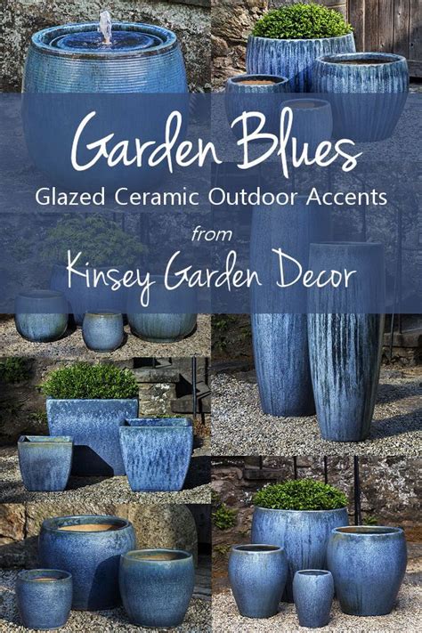 Kinsey Garden Decor Blue Pearl Indoor Outdoor Large Ceramic Planters