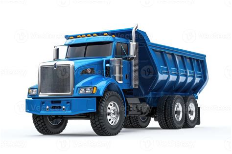 A Blue Dump Truck Designed For Construction And Heavy Duty Transport