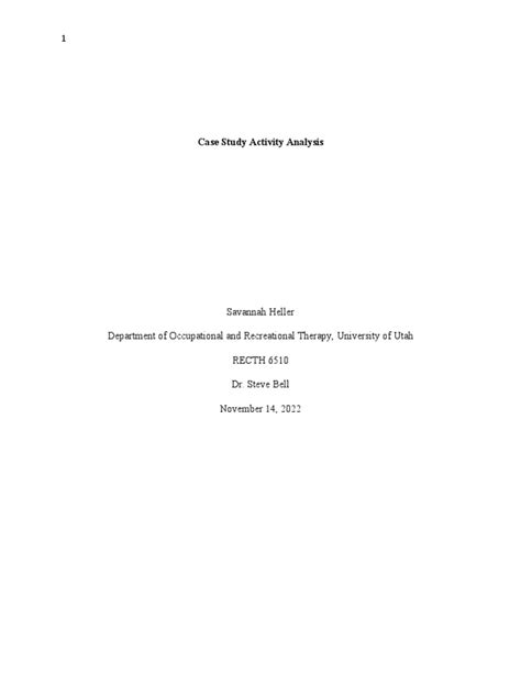 Case Study Activity Analysis Pdf