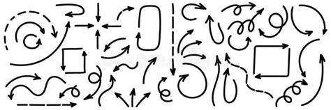 Curved Arrows Set Of Vector Hand Drawn Arrows Collection Of Pointers