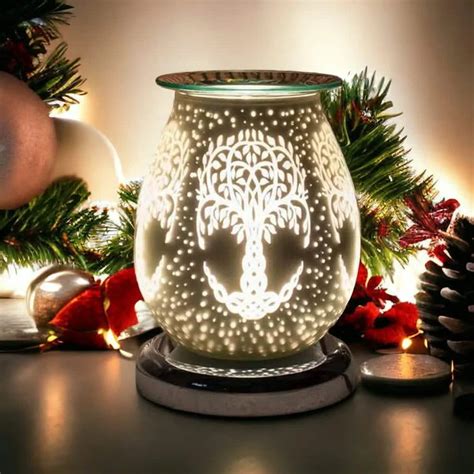 Tree Of Life Aroma Touch Lamp Wax Tart Warmer Oil Burner Diffuser Whit