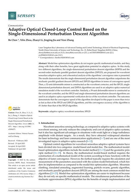 Pdf Adaptive Optical Closed Loop Control Based On The Single