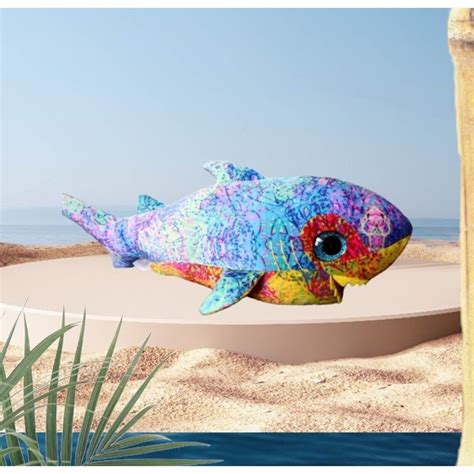 Fiesta Scribbleez Shark Stuffed Animal Plush 18 In Glitter Eyes