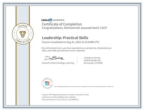 Muhammad Jawwad Hanif Cscp On Linkedin Certificate Of Completion