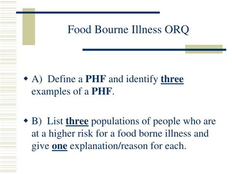 Ppt Food Bourne Illness Orq Powerpoint Presentation Free Download