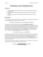 Understanding Stoichiometry Limiting Reactants Lab Guide Course Hero