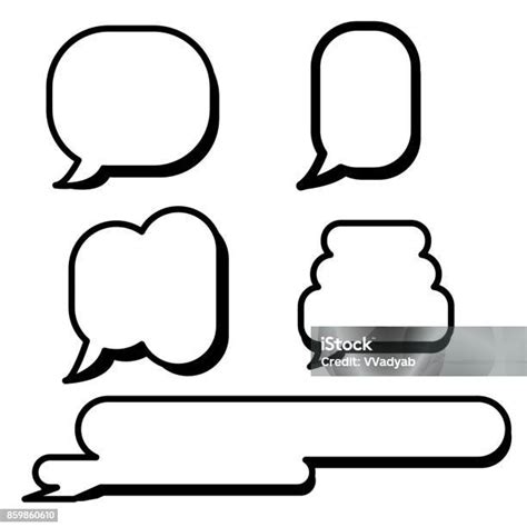 Set Of Cartoon Text Boxes With Simple Shapes Vector Illustrationbubbles