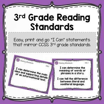 3rd Grade Reading Standards I Can Statements By Beth S Practical In