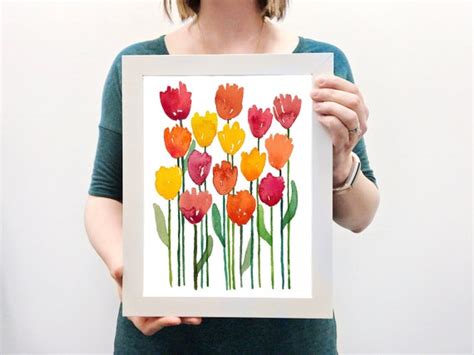 Watercolor Art Print Tulip Tulip Art Tulip Painting Tulip Etsy