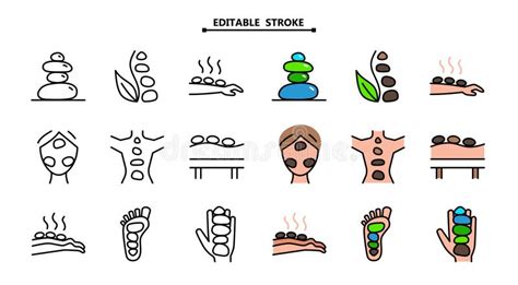 Girl Body With Hot Stones Line Icon Spa Salon Procedure Concept