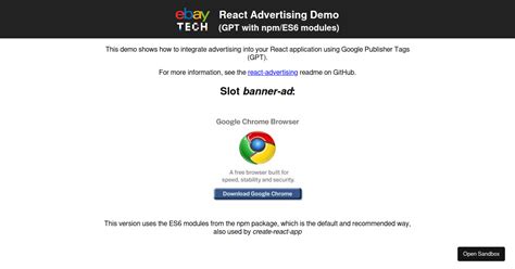 React Advertising Examples Codesandbox
