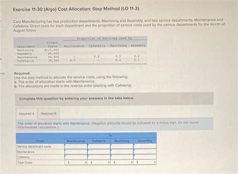 solved exercise 11 30 algo cost allocation step method