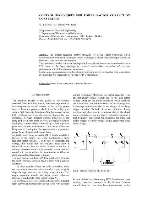 Control Techniques For Power Factor Correction Converters