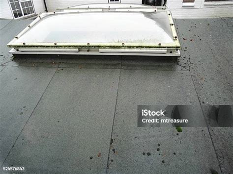습함 펠트 아스팔트 평편 지붕 구부러진 채광창 Rooflight Windows 이미지 지붕에 대한 스톡 사진 및 기타 이미지