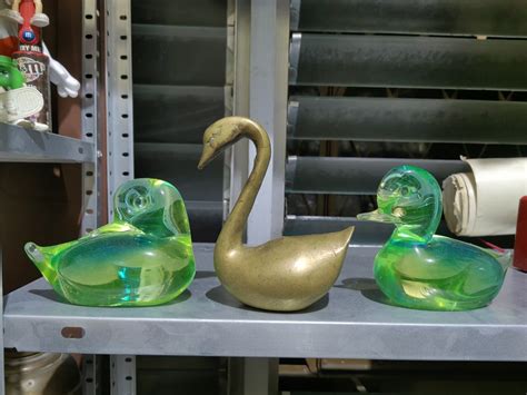 Vintage Brass And Glass Ducks On Carousell