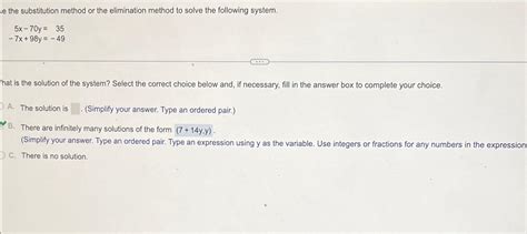 Solved Se The Substitution Method Or The Elimination Method