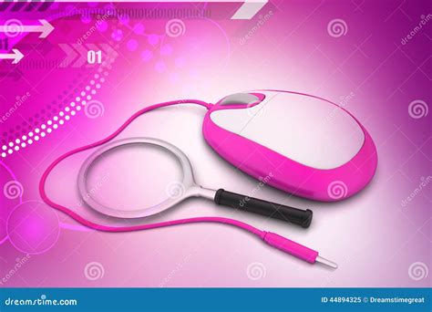 Search Concept Magnifying Glass With Computer Mouse Stock Illustration Illustration Of