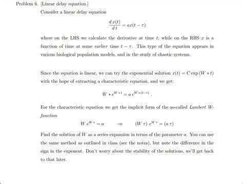 Solved Roblem Linear Delay Equation Consider A Linear Chegg Com