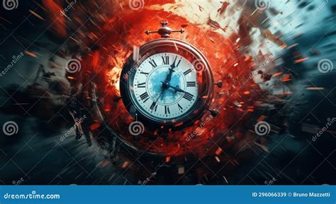 Explosion Of Time A Dynamic Alarm Clock Amidst Chaos Stock Illustration Illustration Of