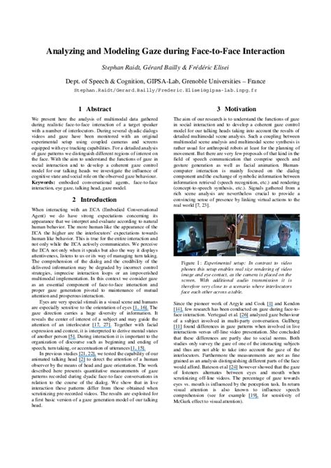 Pdf Mutual Gaze During Face To Face Interaction