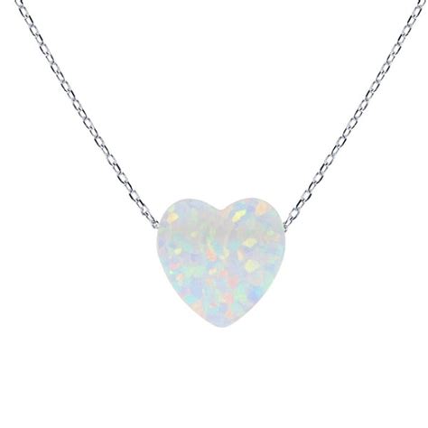 Buy White Opal Heart Sterling Silver Necklace For Women