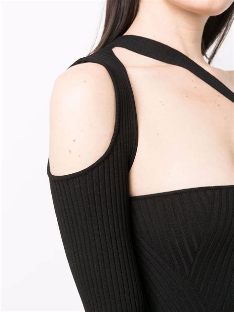 AndreĀdamo Ribbed Asymmetric Mini Dress Black Farfetch