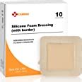 Carbou 10Pcs Silicone Foam Dressing 4 X 4 10 Cm X 10 Cm With Border