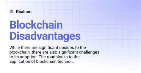 Blockchain Disadvantages Realium