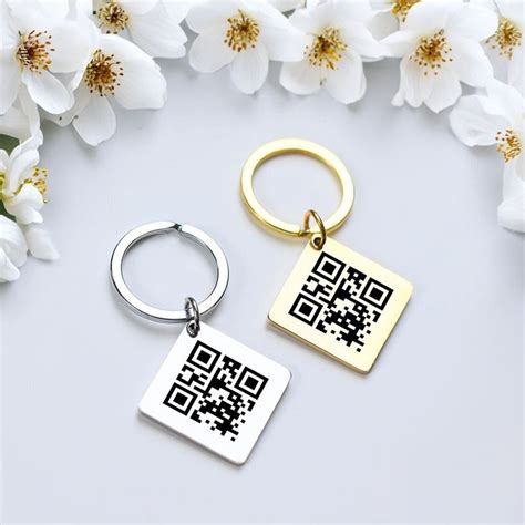 4 Colors Qr Code Keychain Custom Code Keyring Engraved Music Code Key