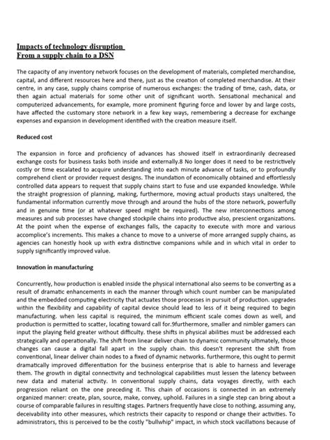 Impacts Of Technology Disruption Pdf Supply Chain Inventory