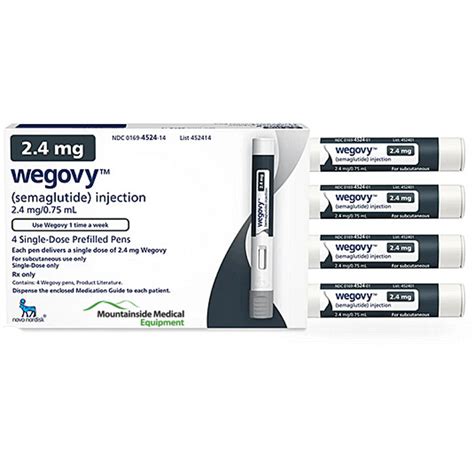Wegovy Semaglutide Weight Loss Injector 24 Mg075 Ml 4 Pens Per B