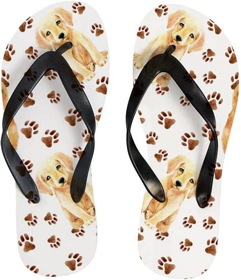 Freeamg Flip Flops Cute Dog Puppy Paw Prints Thong Slip On Slippers
