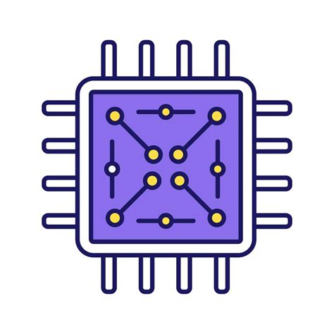 Processor With Electronic Circuits Color Icon Microprocessor With Microcircuits Chip