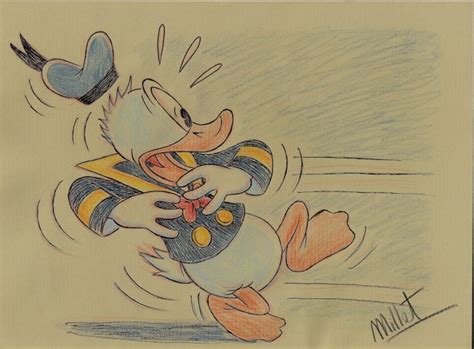 Donald Duck Scared Signed Original Drawing By Millet Catawiki