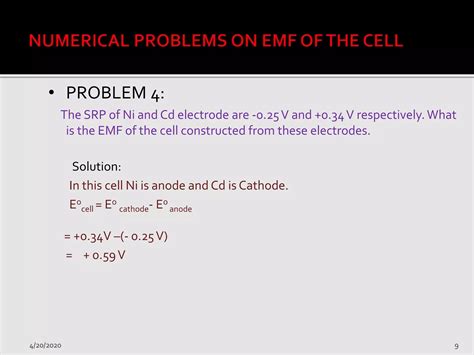 Emf Of The Cell ELECTRO CHEMISTRY PPTX