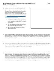 Handout Elasticity Efficiency Docx Handout Worksheet Chapter Elasticity Efficiency