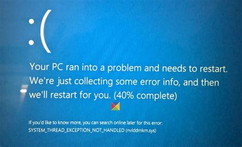 Systemthreadexceptionnothandled Blue Screen