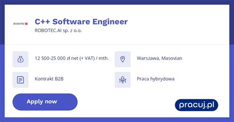 Oferta Pracy C Software Engineer Robotecai Sp Z Oo Warszawa