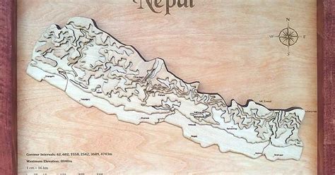 I Made A 3d Topographic Wood Map Of Nepal Six Layers Of Birch On Maple