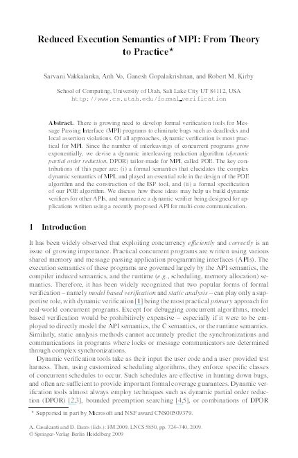 Pdf Reduced Execution Semantics Of Mpi From Theory To Practice