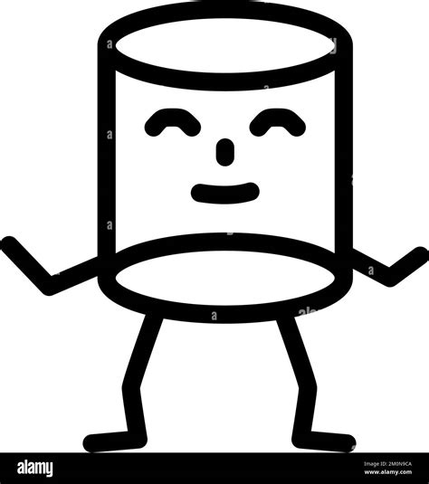 Cylinder Geometric Shape Character Line Icon Vector Illustration Stock