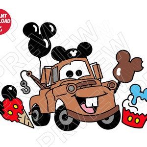 Cars SVG Tow Mater Disneyland Snacks Svg Png Clipart Dxf Cut Etsy