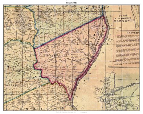 Tinicum Township Pennsylvania 1850 Old Town Map Custom Print Bucks