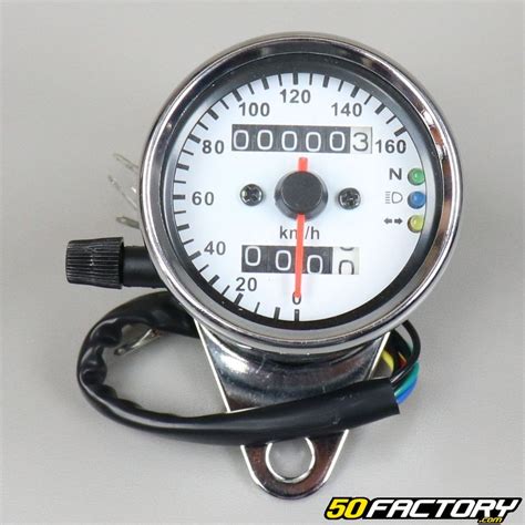 Compteur de vitesse rond à aiguille 160 km h universel chromé