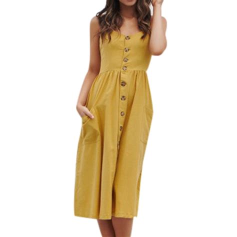 Baqcunre Sexy Dress Women Sexy Printing Buttons Off Shoulder Sleeveless