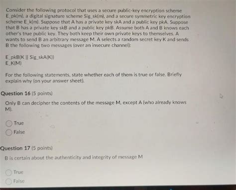 Solved Consider The Following Protocol That Uses A Secure Chegg